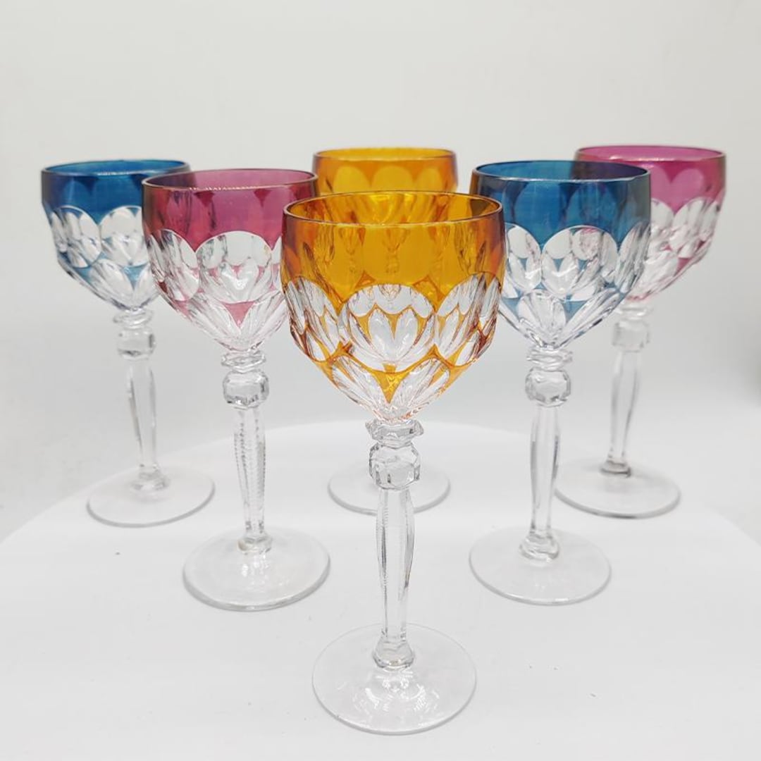 1970s Set of 6 Wine Glasses in Lead Crystal by Hofbauer Crystal ...