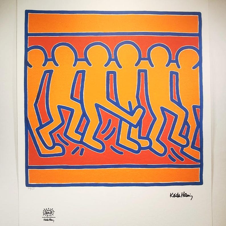 1990s Keith Haring Limited Edition Lithograph Numbered in Pencil. - Etsy