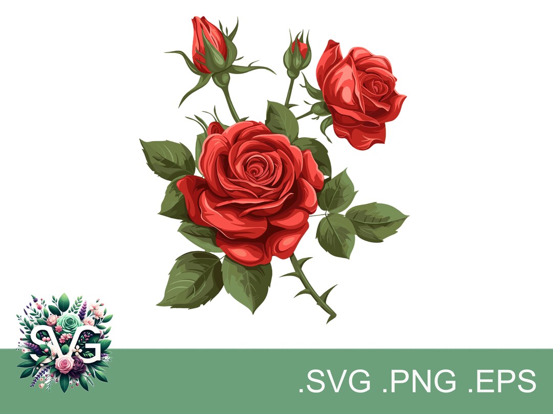 Red Roses SVG, Flower SVG, Floral PNG, Plants Instant Download - Etsy