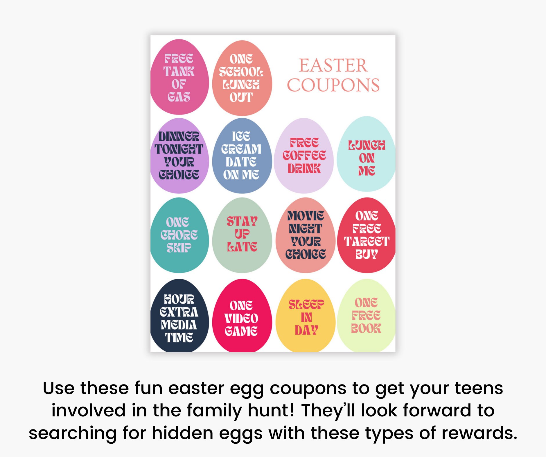 Printable Easter Egg Fillers for Teens, Easter Egg Fillers Non Candy ...