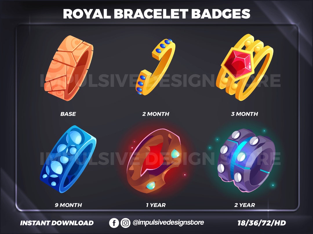 Royal Bracelet Badges Twitch Sub Badges and Bit Badges Crafted for ...