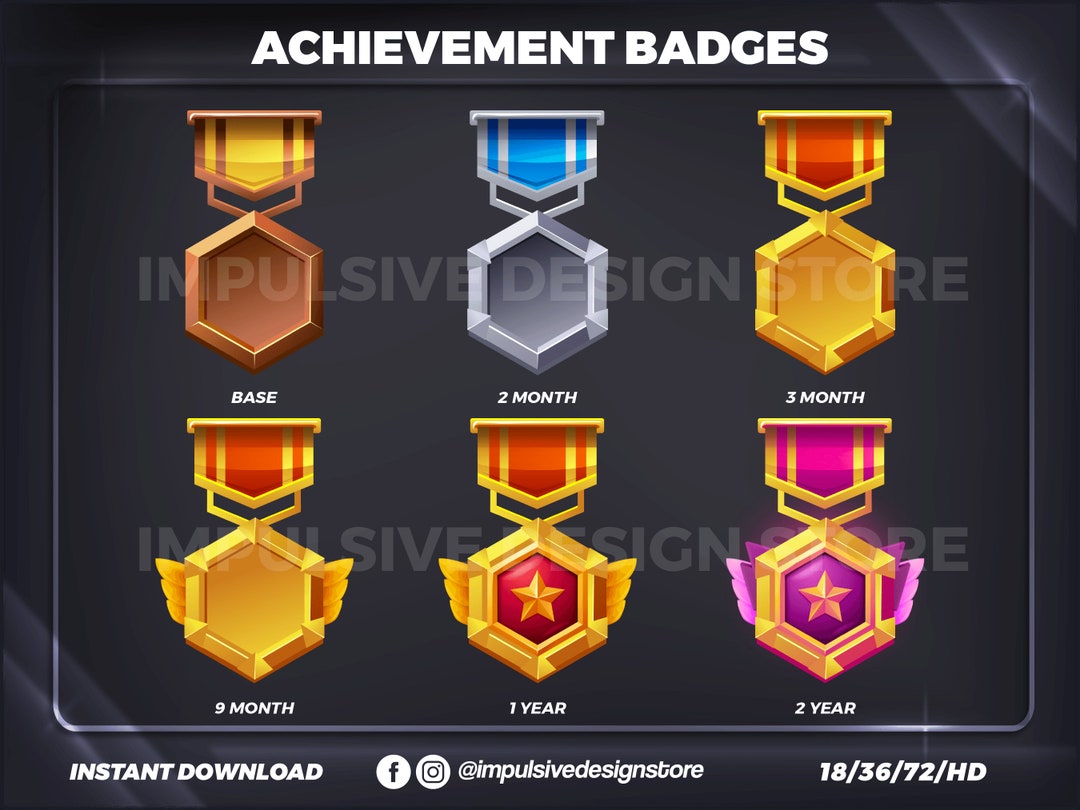 Achievement Badges Twitch Sub Badges and Bit Badges Crafted for ...