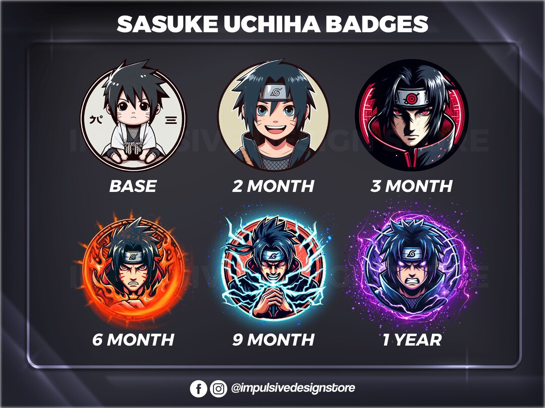 Sasuke Uchiha Badges Twitch Sub Badges and Bit Badges Crafted for ...
