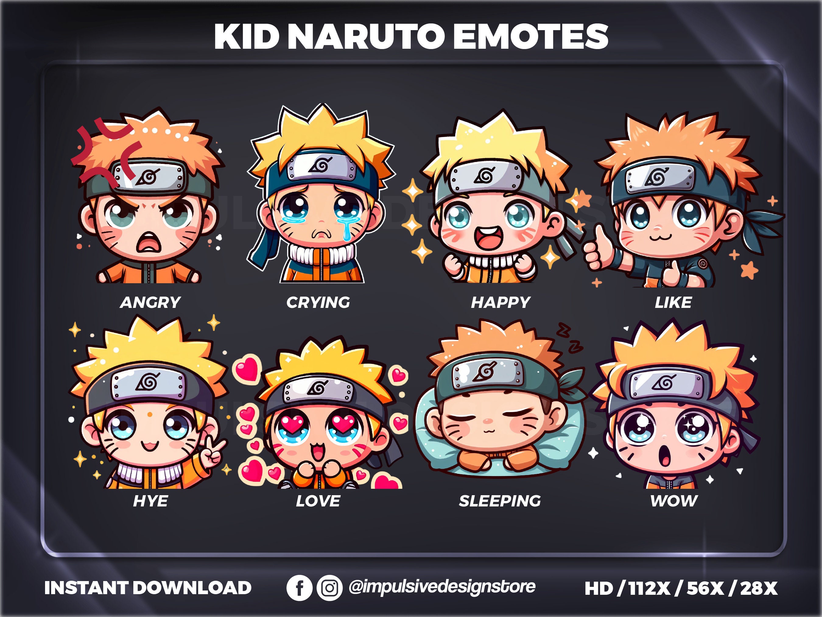 Kid Naruto Emote Badges Twitch Sub Badges and Bit Badges Crafted for ...