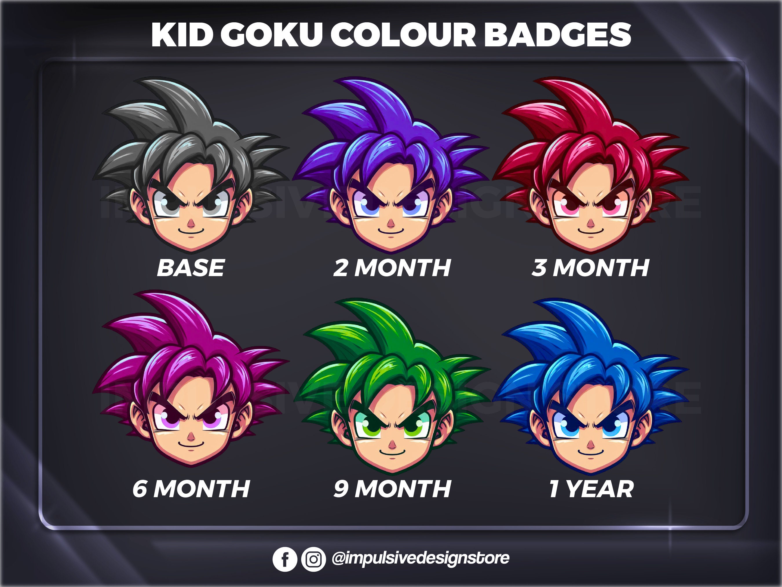Kid Goku Colour Badges Twitch Sub Badges and Bit Badges Crafted for ...