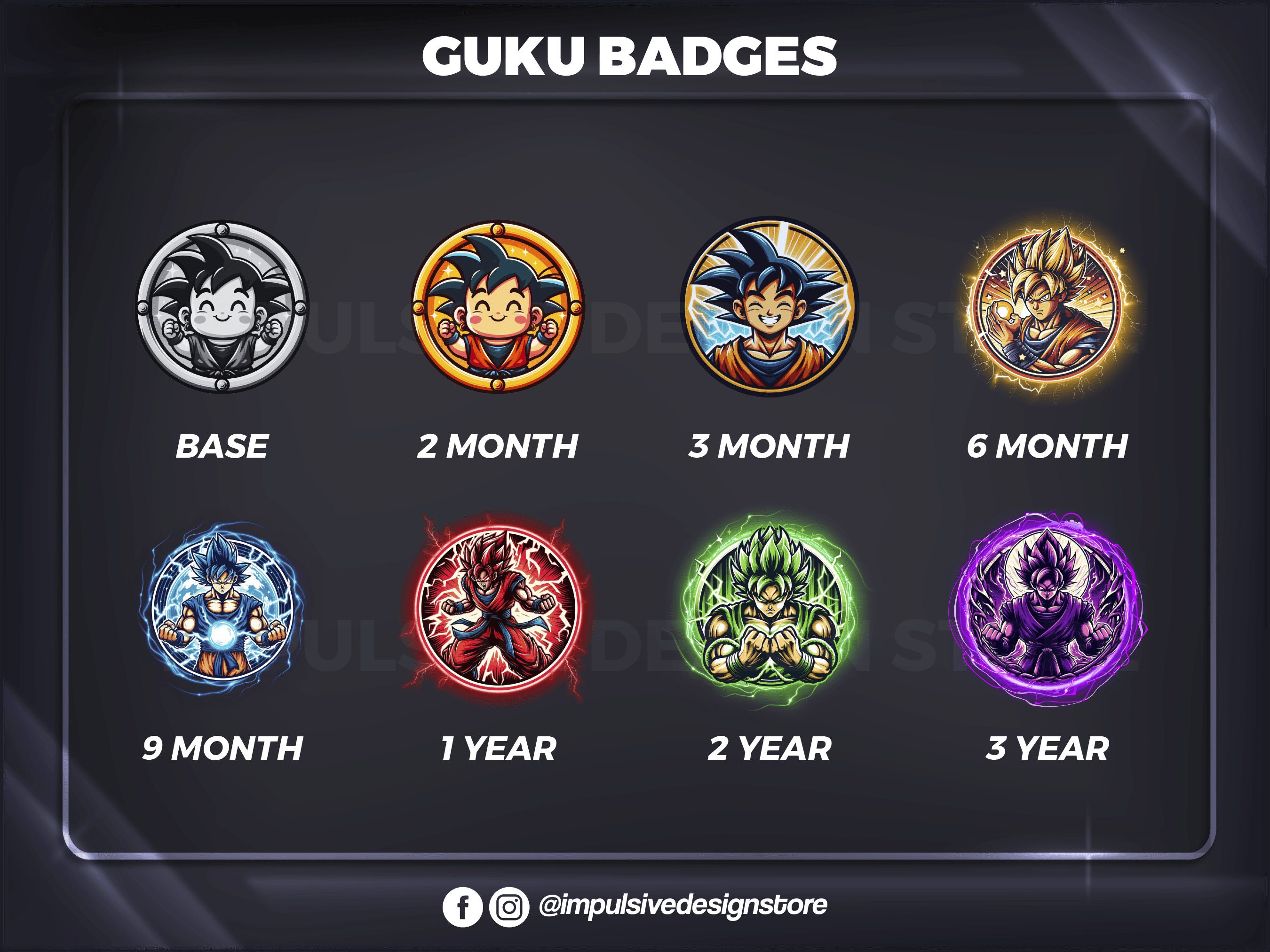 Super Saiyan Goku Evolution Badges Twitch Sub Badges and Bit Badges ...
