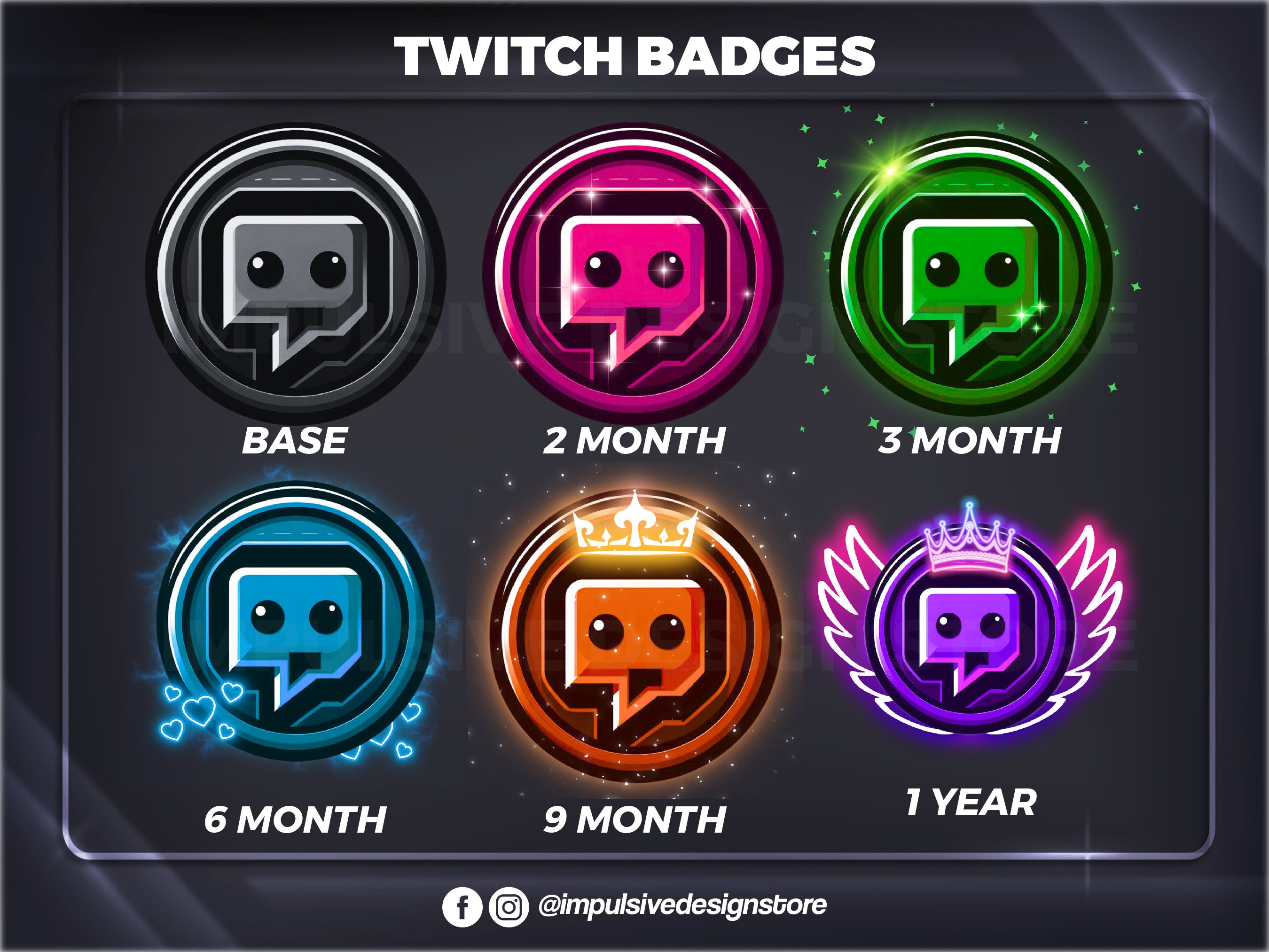 Twitch Badges Twitch Sub Badges and Bit Badges Crafted for Streamers ...