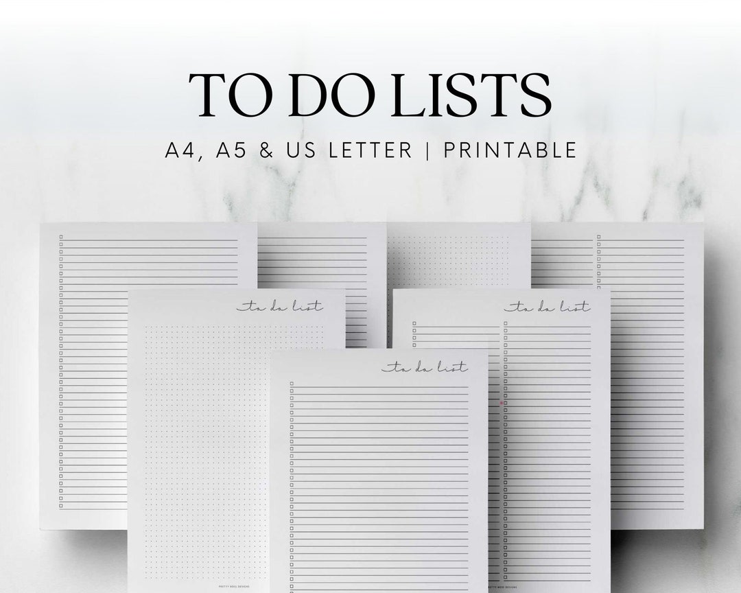 To Do List Printable A5 Planner Template A4 A5 & US Letter Size - Etsy
