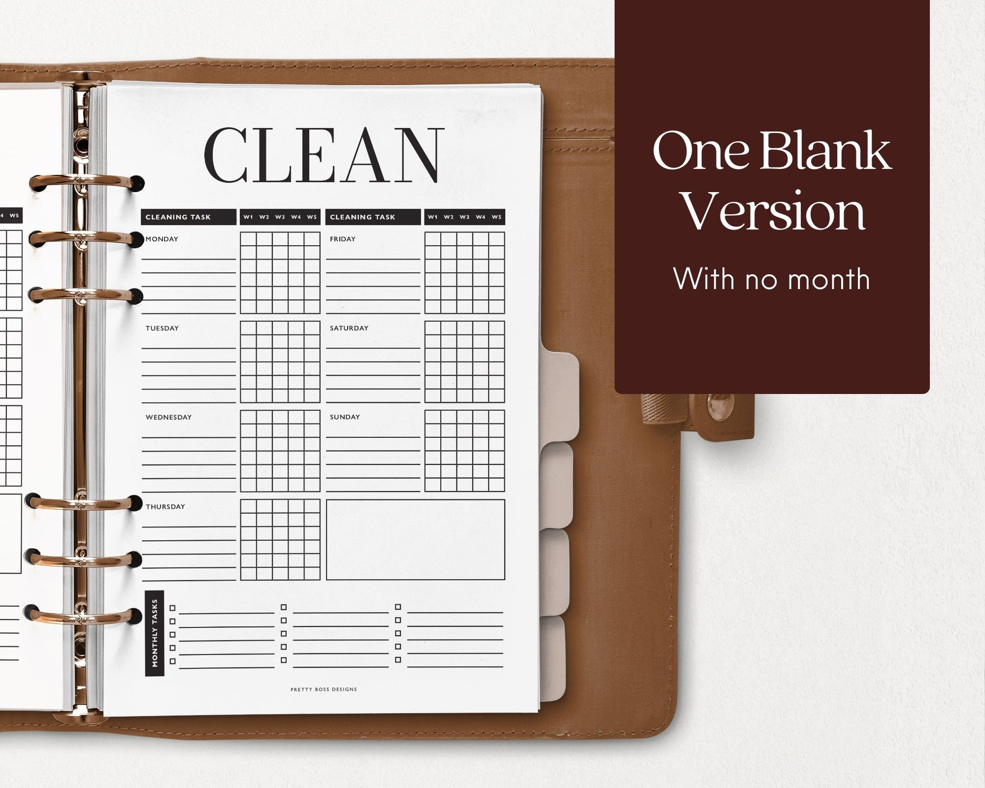 A5 Cleaning Schedule Printable: Daily, Weekly, Monthly Checklist (PDF ...
