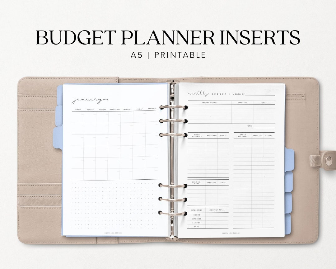 A5 Budget Planner Insert Printable Budget Tracker Sheets Sunday ...
