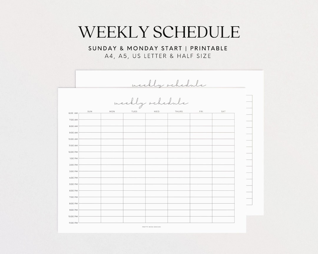 Hourly Weekly Schedule, Week Planner Printable, Weekly Planner Template ...