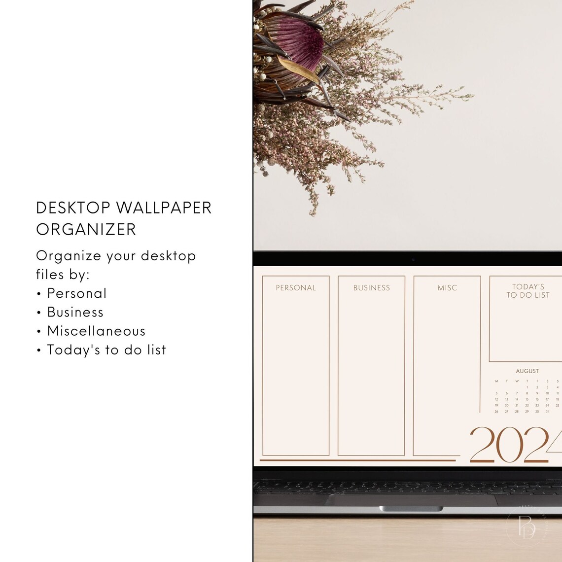 2024 Monthly Desktop Wallpaper, Laptop Background, Desktop Organizer - Etsy