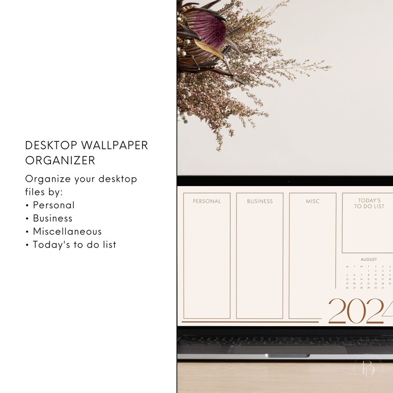 2024 Monthly Desktop Wallpaper, Laptop Background, Desktop Organizer - Etsy