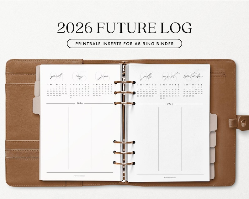 A5 Future Log 2026 Year Overview Planner Yearly Calendar Inserts ...