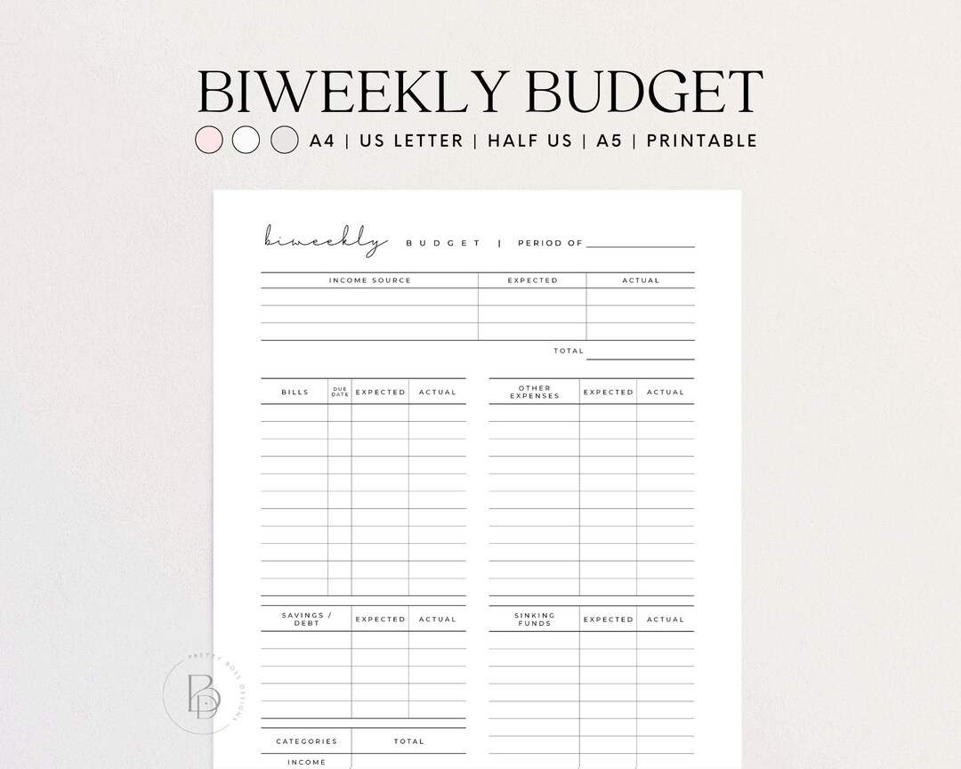 Biweekly Budget Template Printable Budget by Paycheck 2 Week Budget ...