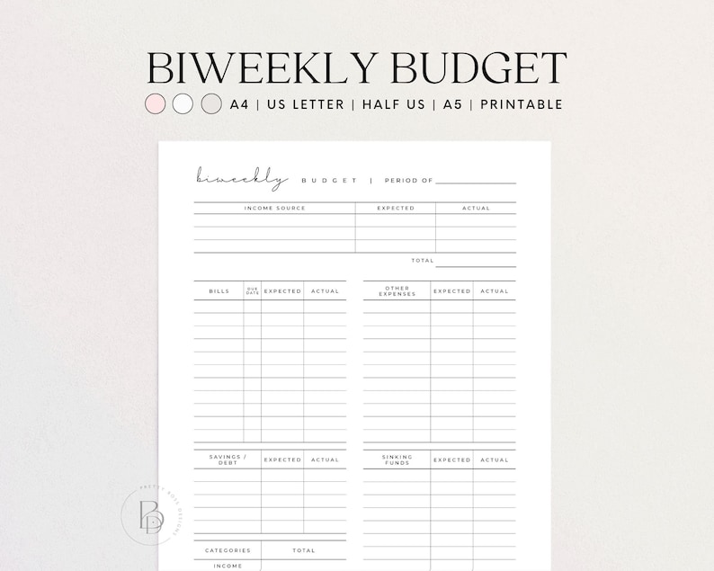 Biweekly Budget Template Printable Budget by Paycheck 2 Week Budget ...