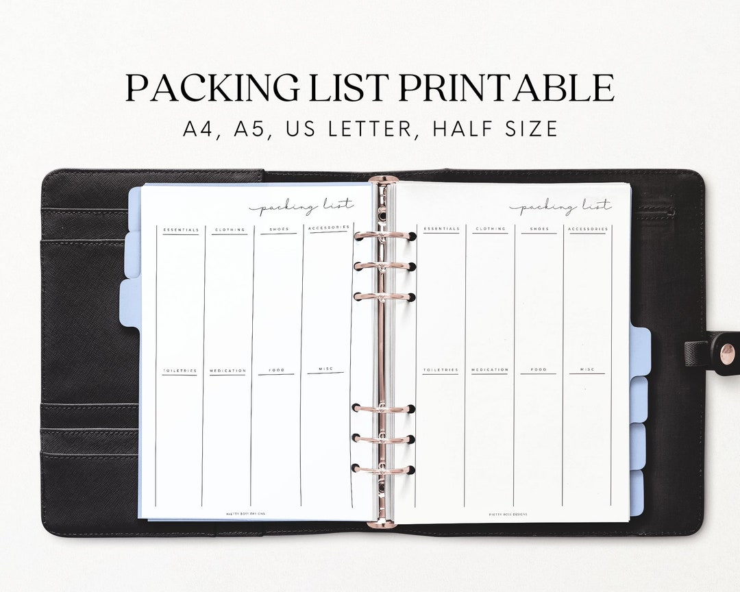 Packing List Template Vacation Pack List Travel Planner Printable A4 A5 ...