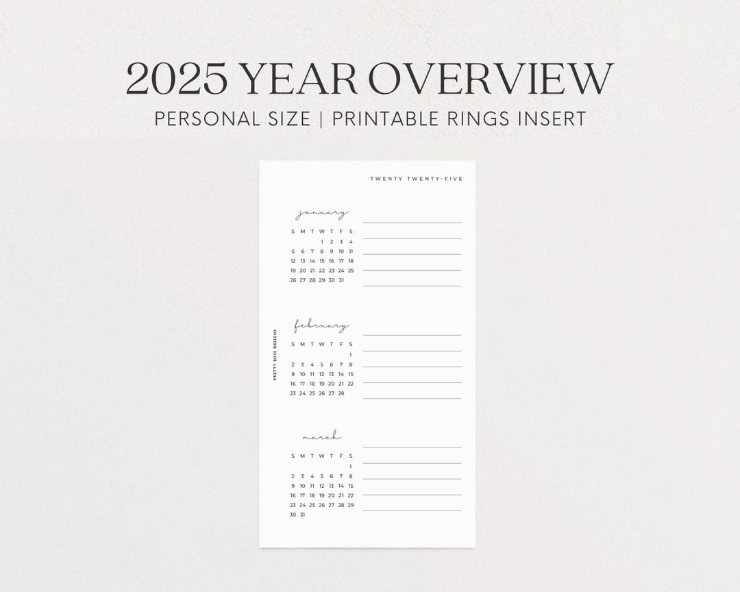 2025 Yearly Overview Printable Planner Insert, Personal Size (PDF) - Etsy