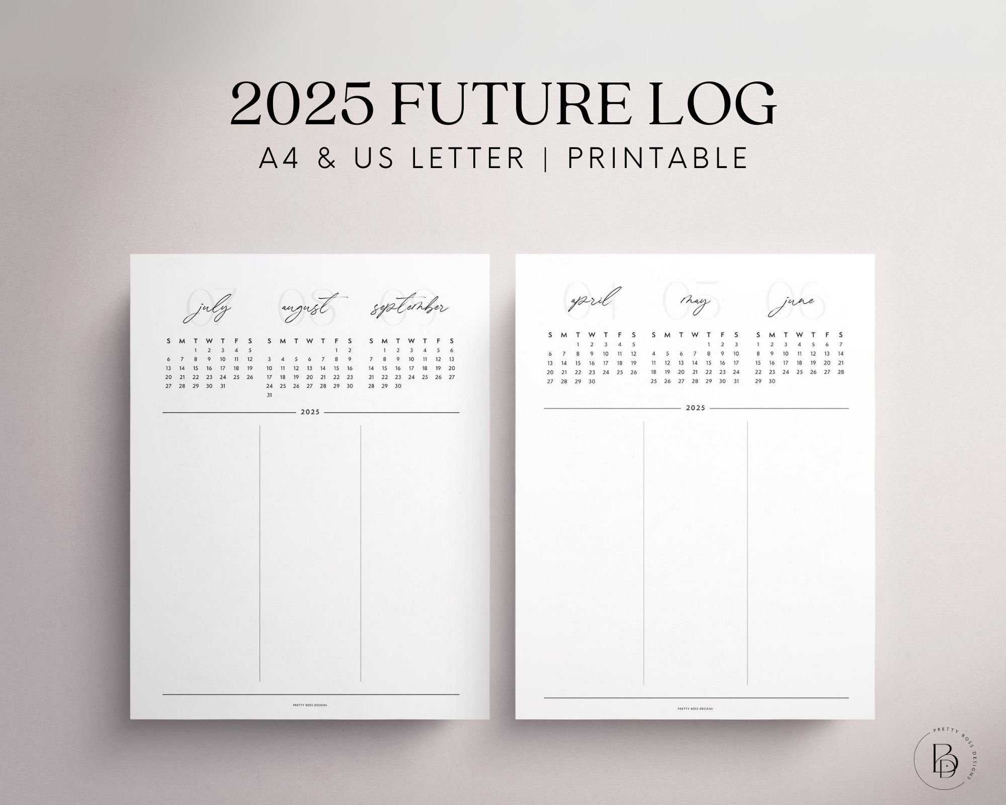 2025 Future Log Yearly Overview Quarterly Planner A4 & US Letter - Etsy