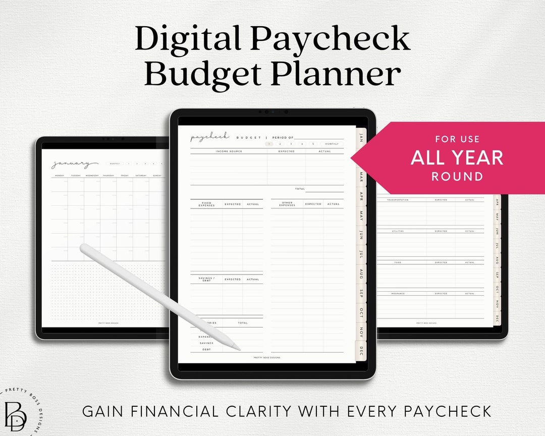 Digital Paycheck Budget Planner for iPad Portrait Planner Financial ...
