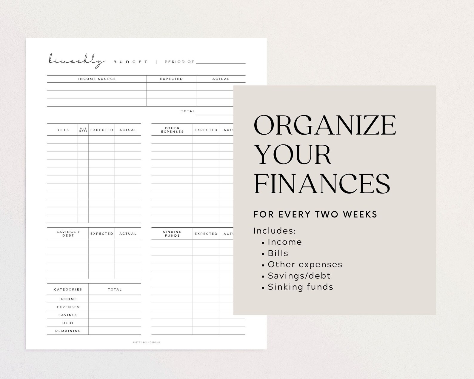 Biweekly Budget Template Printable Budget by Paycheck 2 Week Budget ...