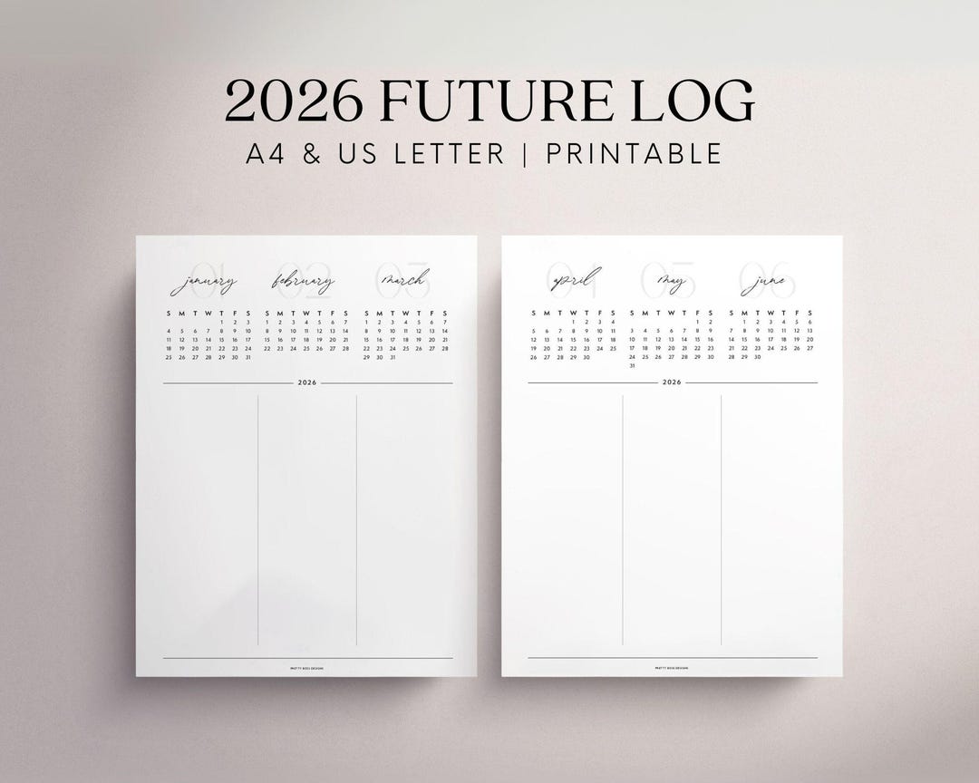 2026 Future Log Printable, Quarterly Calendar (US Letter, A4) - Etsy