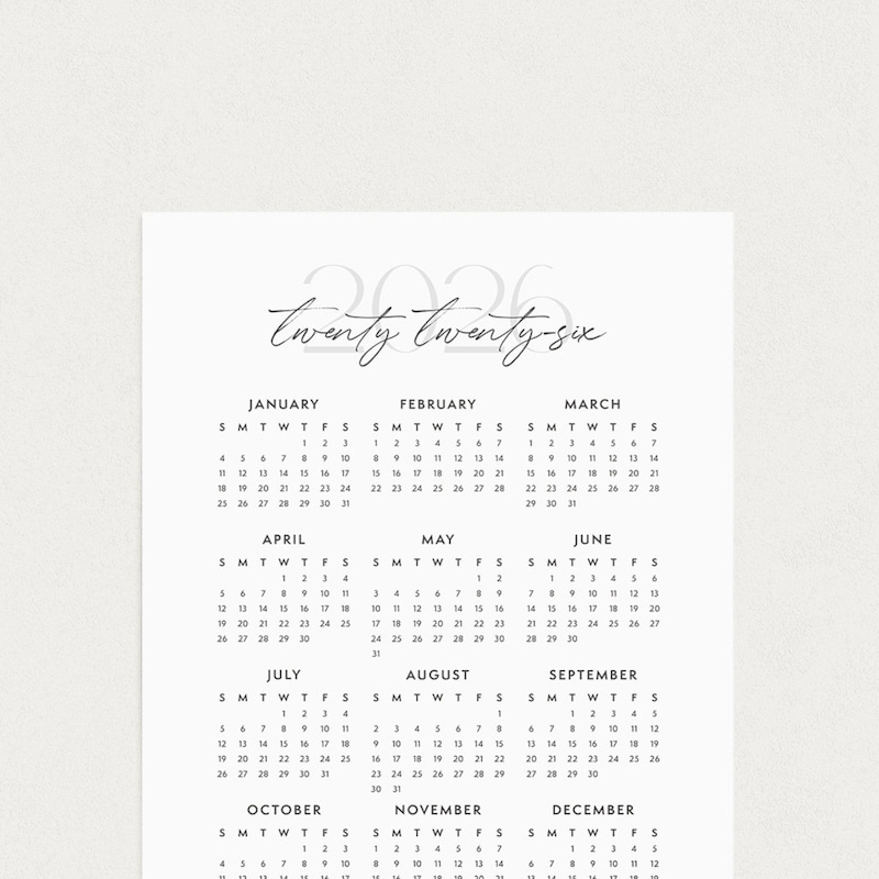 Year Calendar 2026 A5 - Etsy