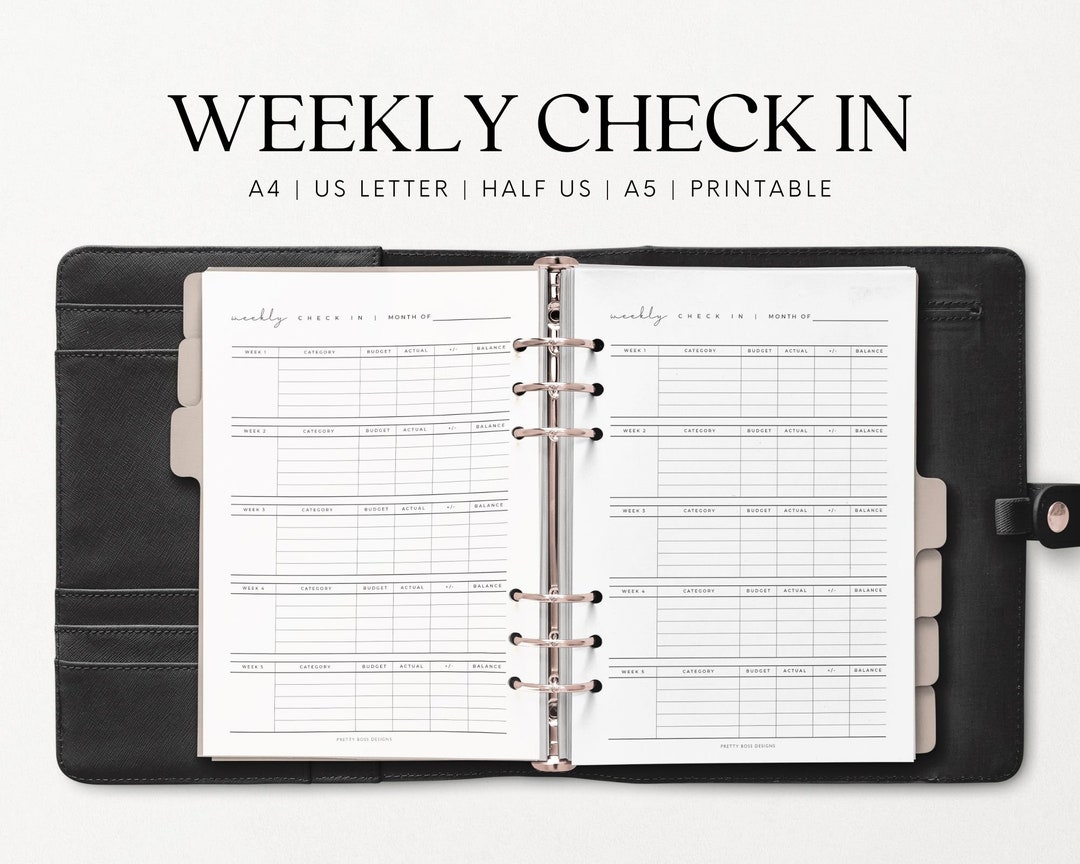 Weekly Budget Check in Printable for Budget Planner Binder A5 A4 US ...