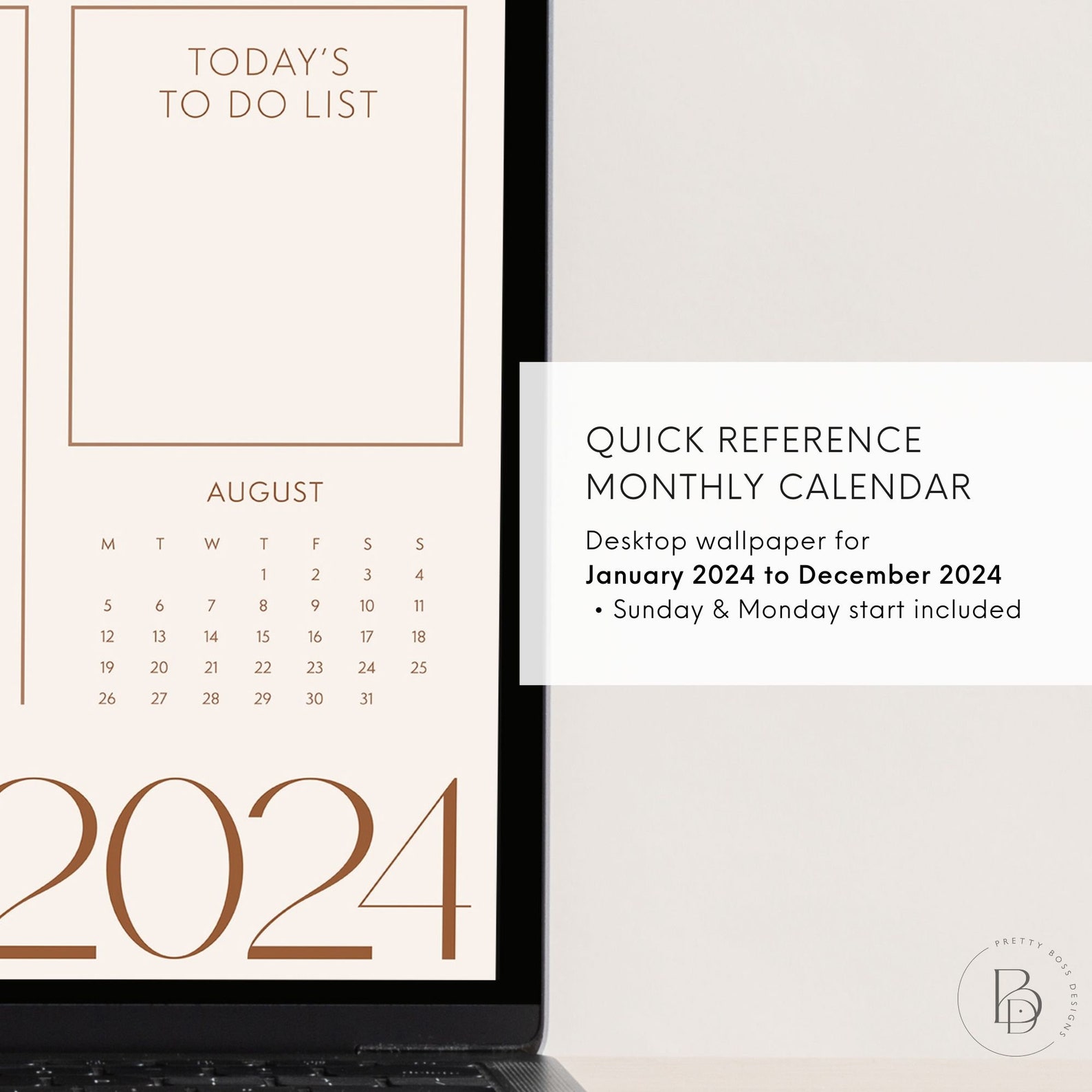 2024 Monthly Desktop Wallpaper Laptop Background Desktop Organizer - Etsy