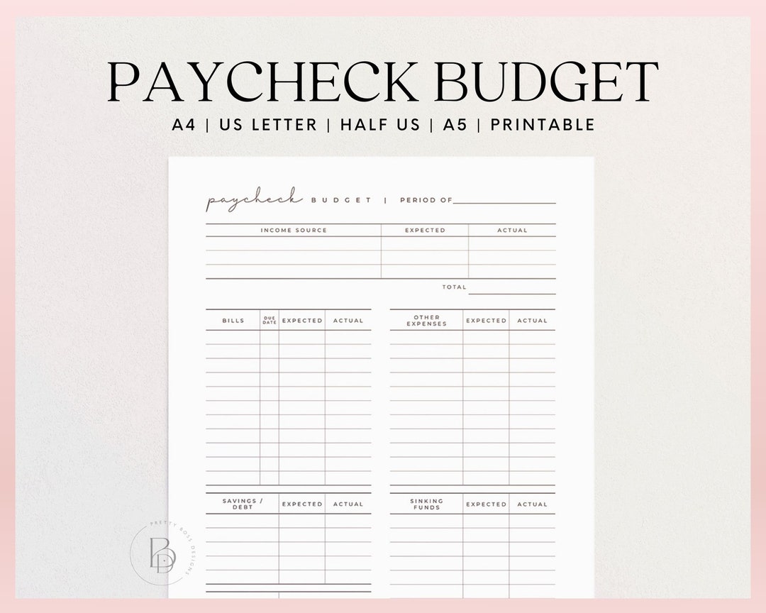 Paycheck Budget Sheet Printable, Budget by Paycheck, Budget Planner ...
