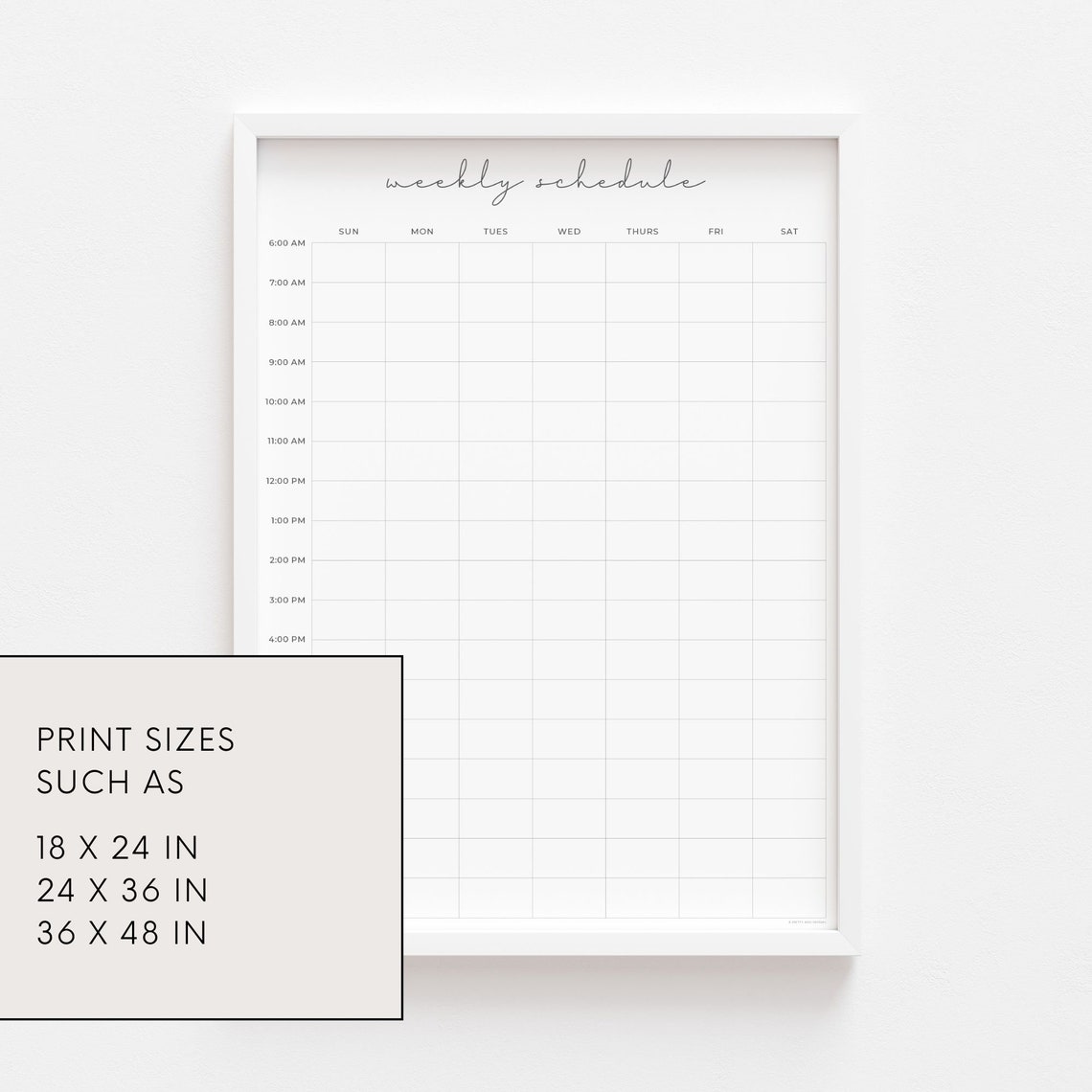 Large Weekly Wall Planner Printable Hourly Weekly Schedule Homeschool ...