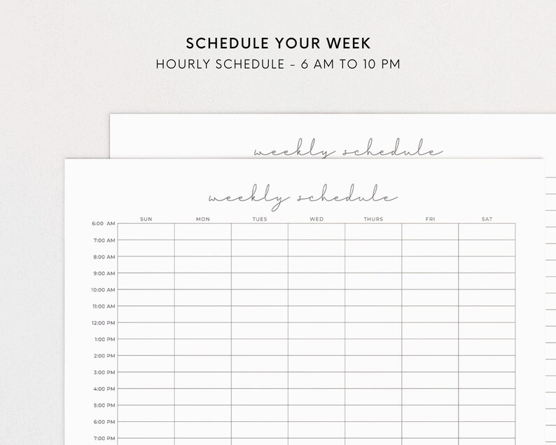 Printable Weekly Planner With Time Slots Hourly Weekly Schedule Week ...