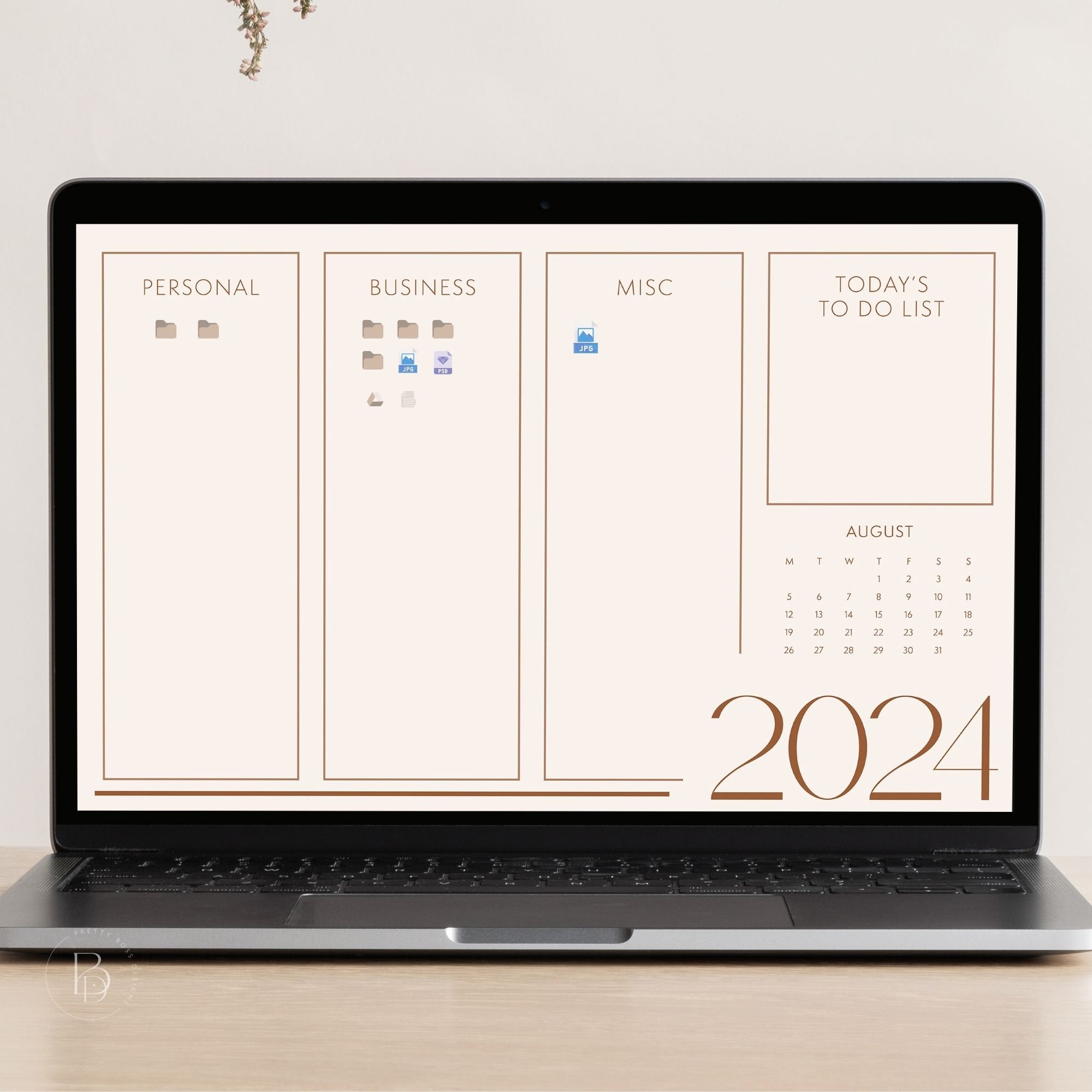 2024 Monthly Desktop Wallpaper Laptop Background Desktop Organizer - Etsy