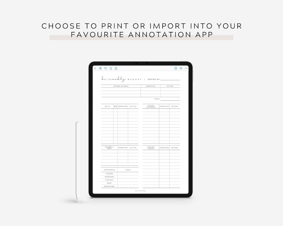 Biweekly Budget Template Printable, Budget by Paycheck, 2 Week Budget ...