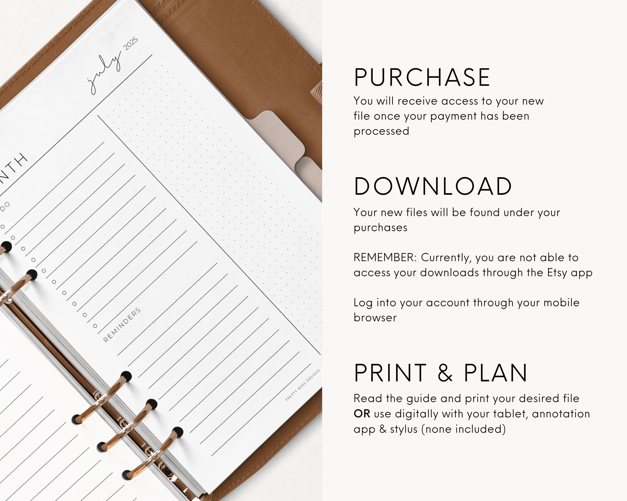 2024-2025 A5 Monthly Planner Printable Inserts Minimalist Planner ...