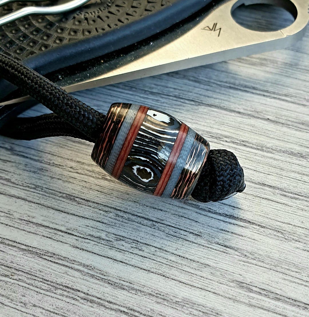 EDC Knife Bead in Carbon Fiber and Micarta - EDC Bead for Lanyard ...