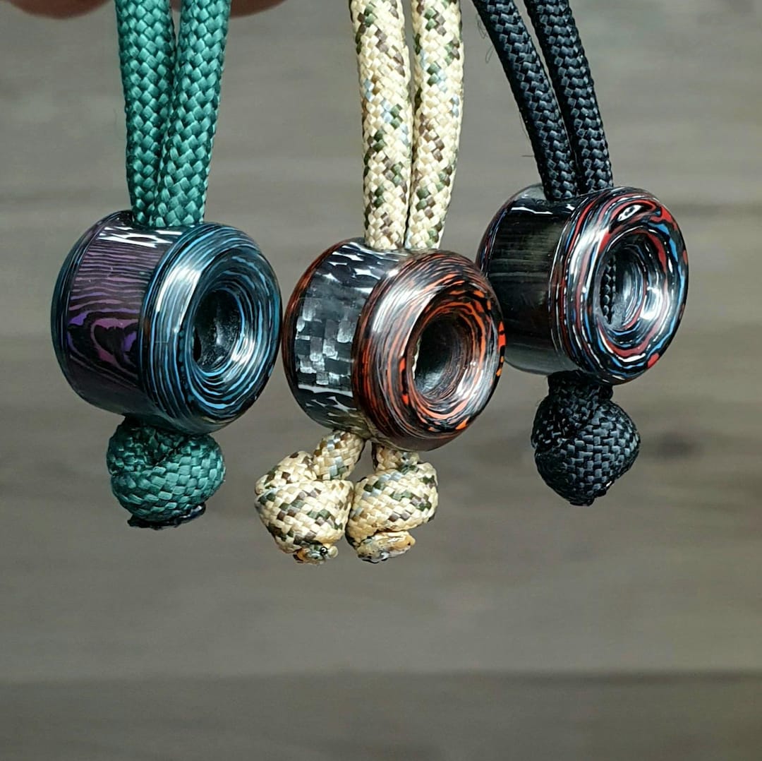 EDC Carbon Fiber Knife Bead – Handmade Lanyard Bead for Paracord ...