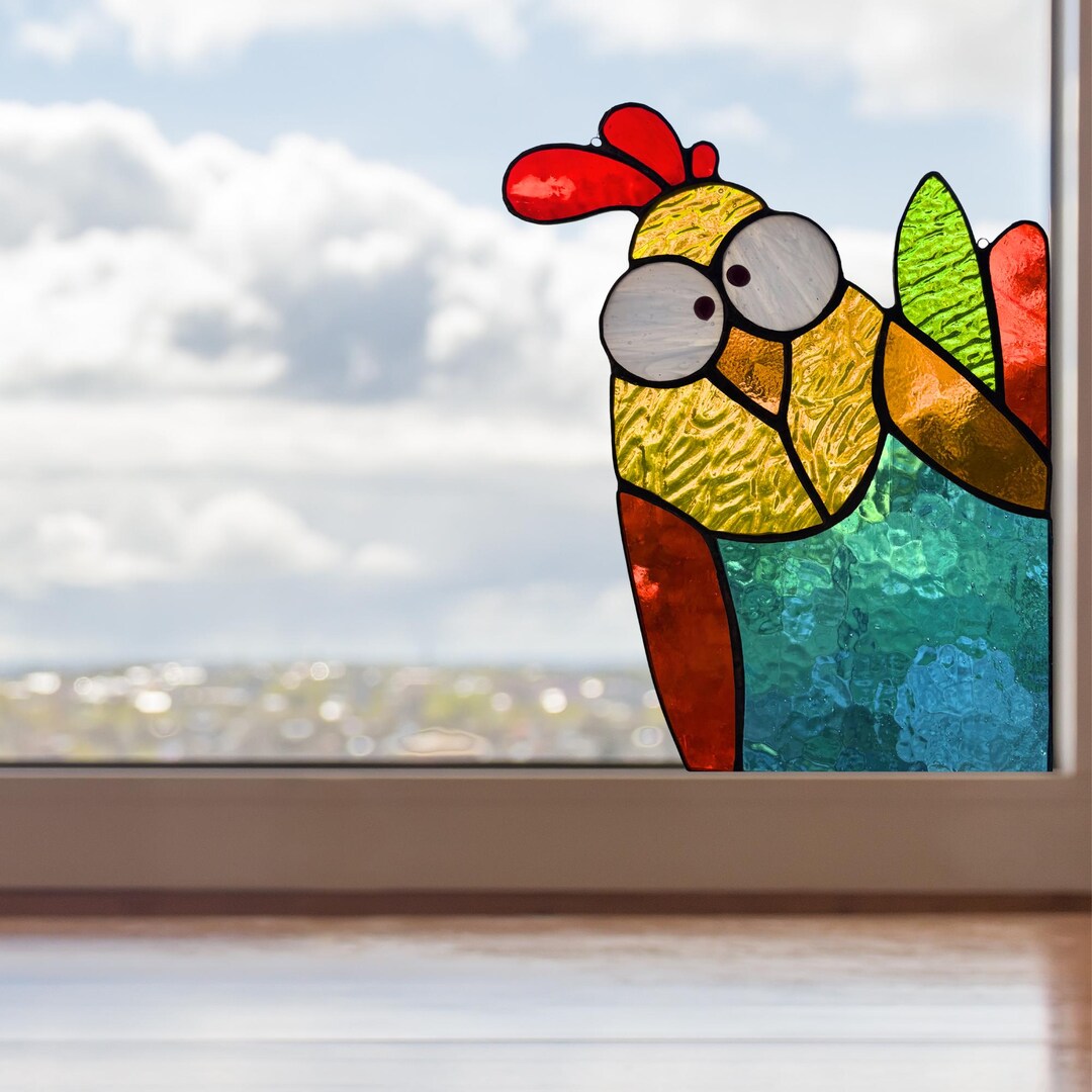 Stained Glass Chicken Suncatcher ,colorful Farmhouse Window Decor ...