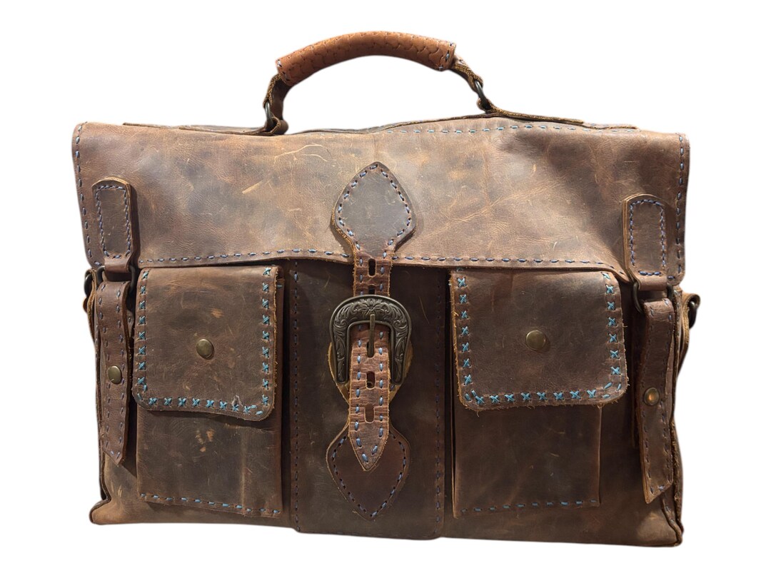 Leather Laptop Bag, Western Worn-wooden Document, Laptop Bag, Brown ...