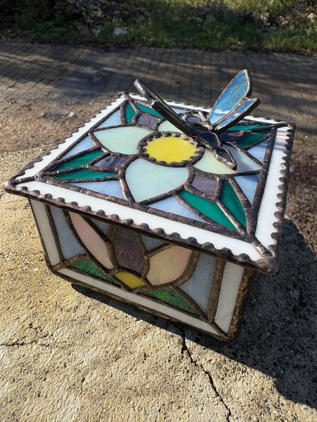 Stained Glass Jewellery Box, Treasure Glass Box, Dragonfly Jewellery ...