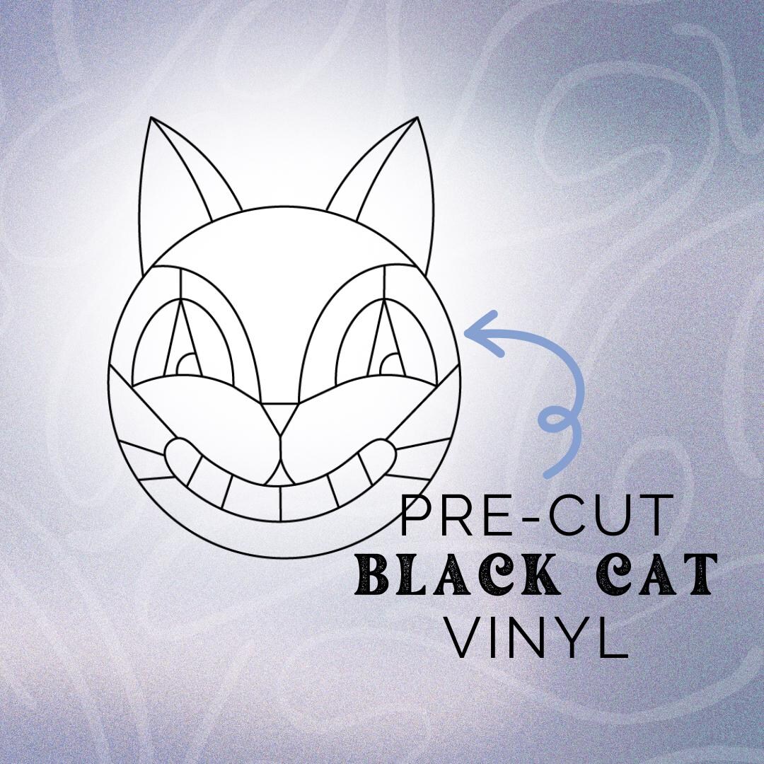 Pre-cut Vintage Halloween Cat Pattern Vinyl | Stained Glass Sticker ...