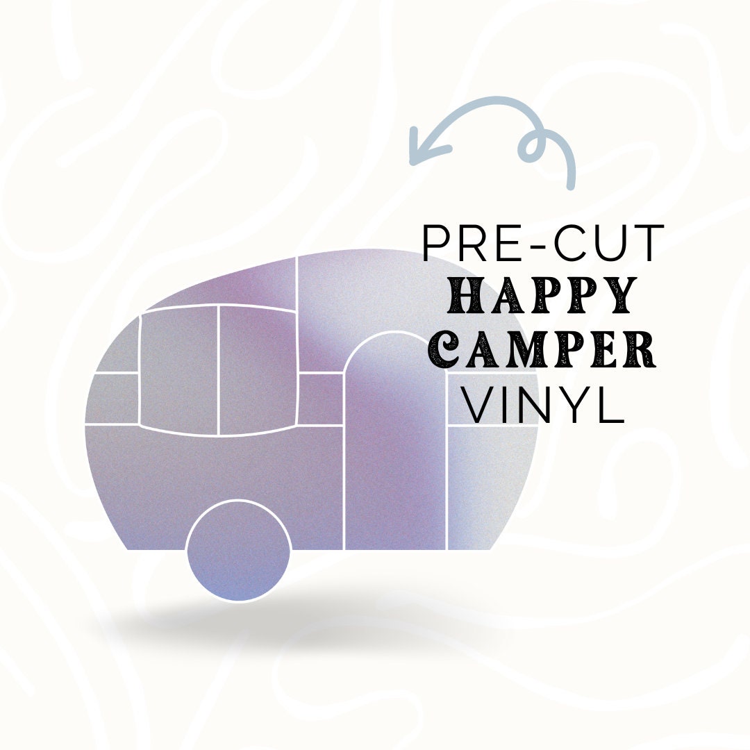 Pre-cut Happy Camper Pattern Vinyl | Stained Glass Sticker Template ...