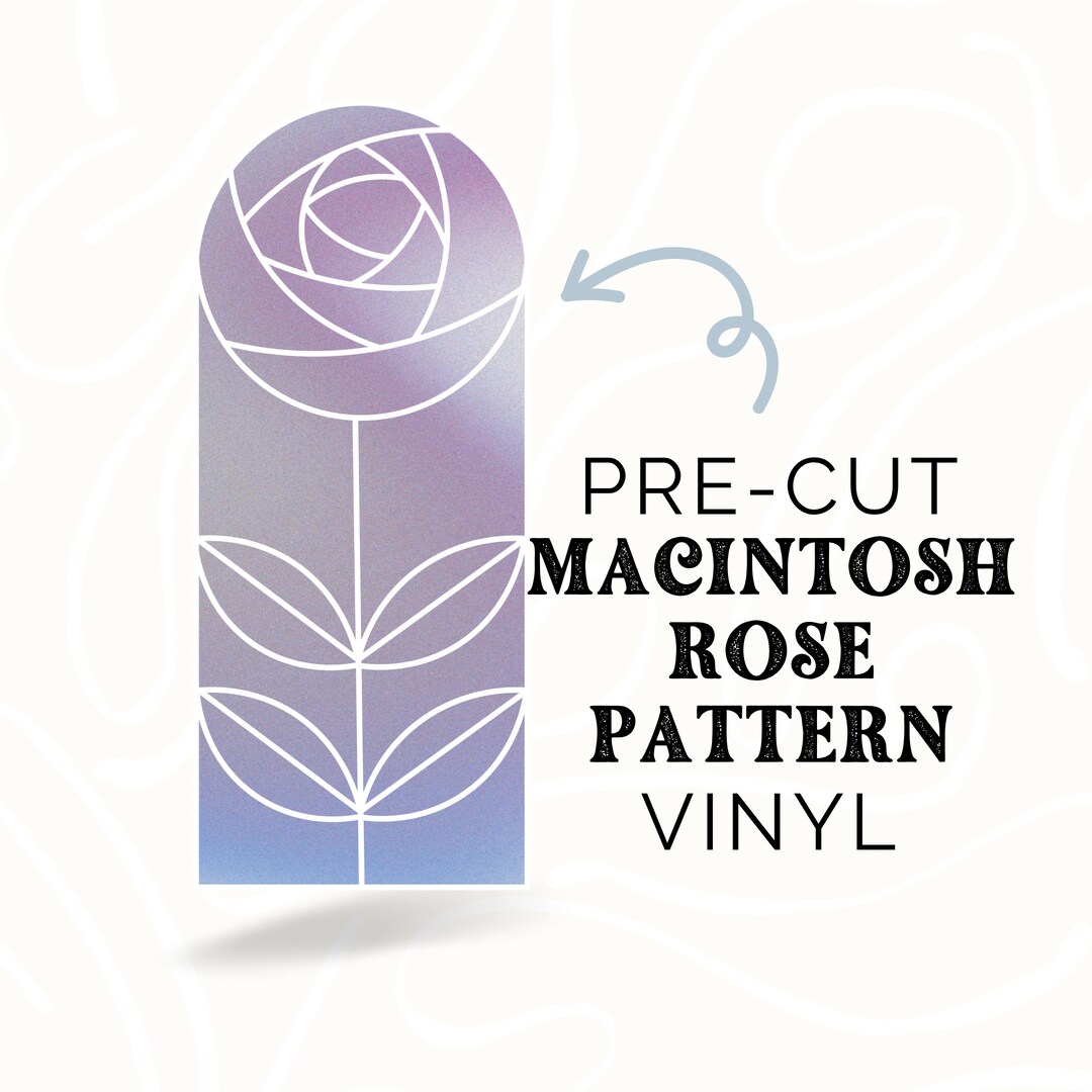 Pre-cut Macintosh Rose Pattern Vinyl | Stained Glass Sticker Template ...