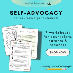 Neurodiversity Affirming Worksheets for Self-advocacy | Counseling, SEL ...