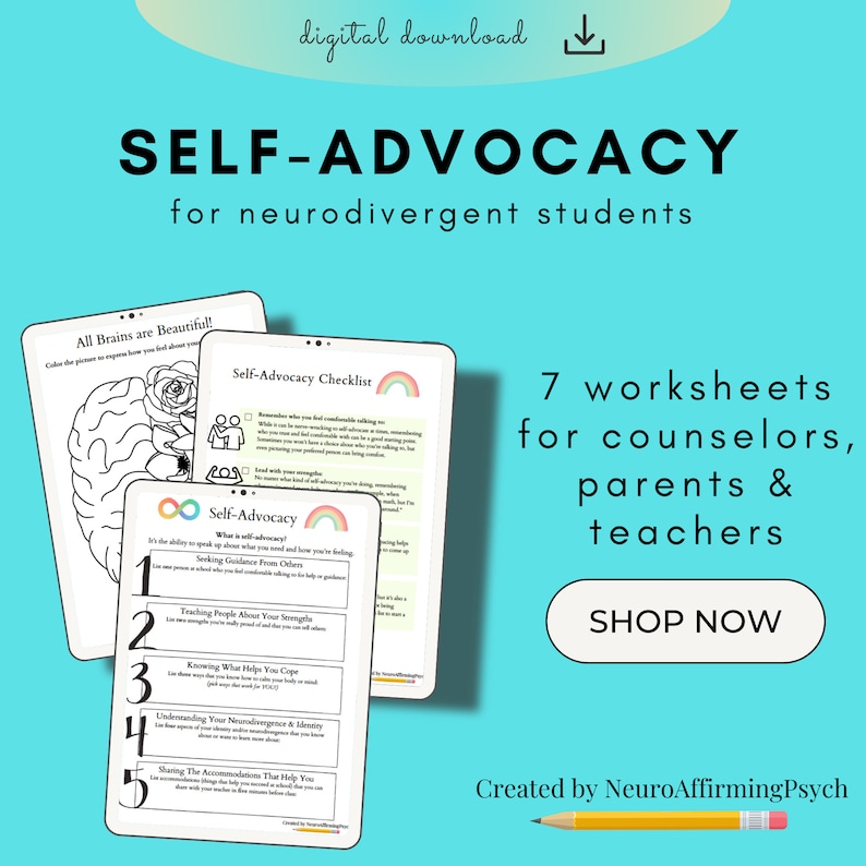 Neurodiversity Affirming Worksheets for Self-advocacy | Counseling, SEL Lesson, Therapy - Etsy