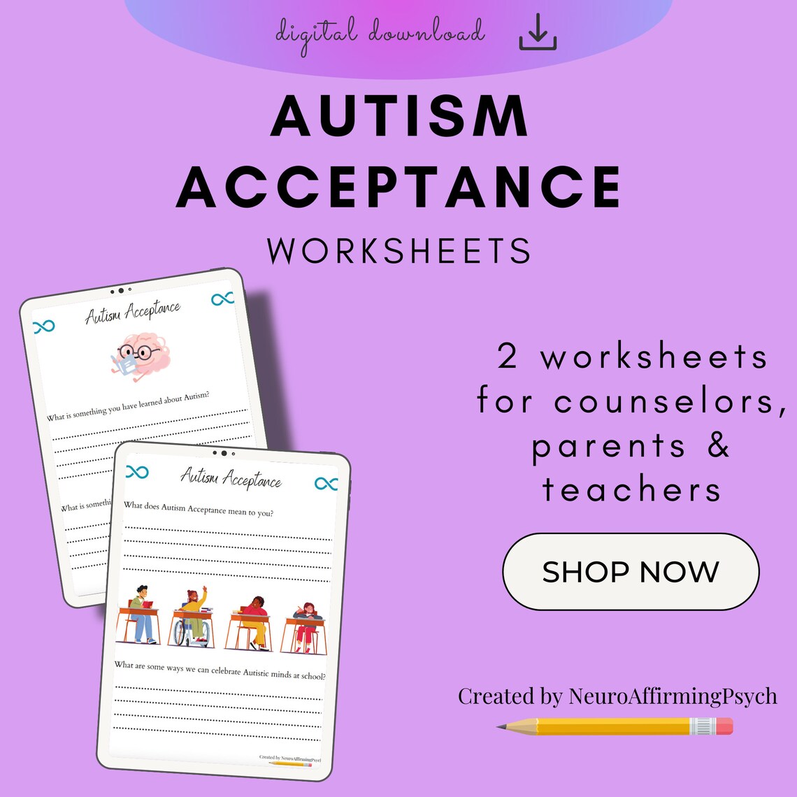 Autism Acceptance Worksheet for Counselors, Teachers & Parents - Etsy