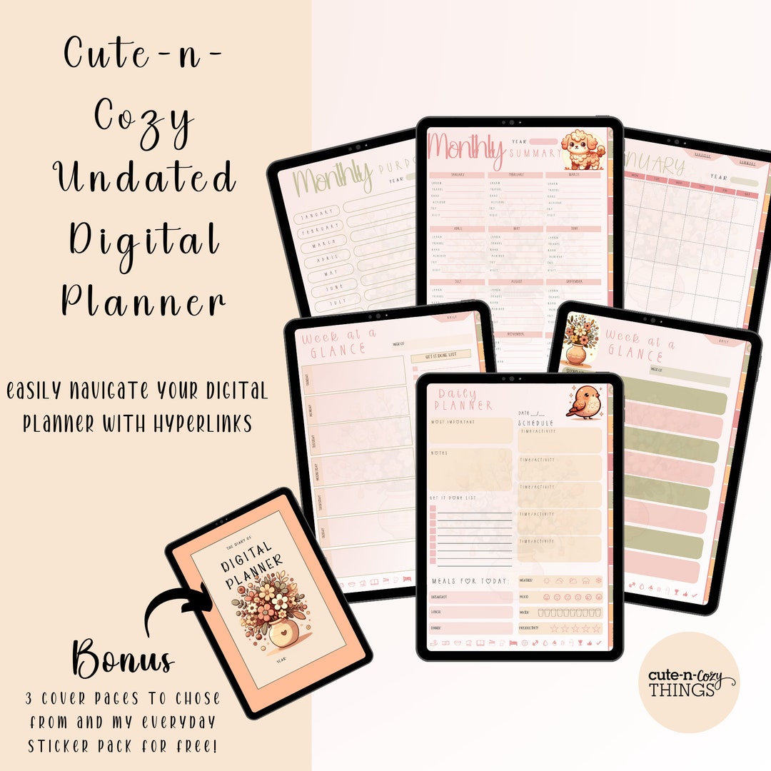 Cute and Cozy Digital Planner/ Digital Planner/ Undated Digital Planner ...