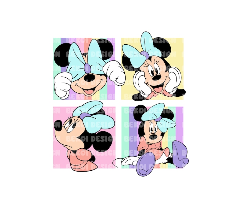 Minnie Pastel Color Png Svg, Mouse Svg, Minnie Head Svg, Minnie ...