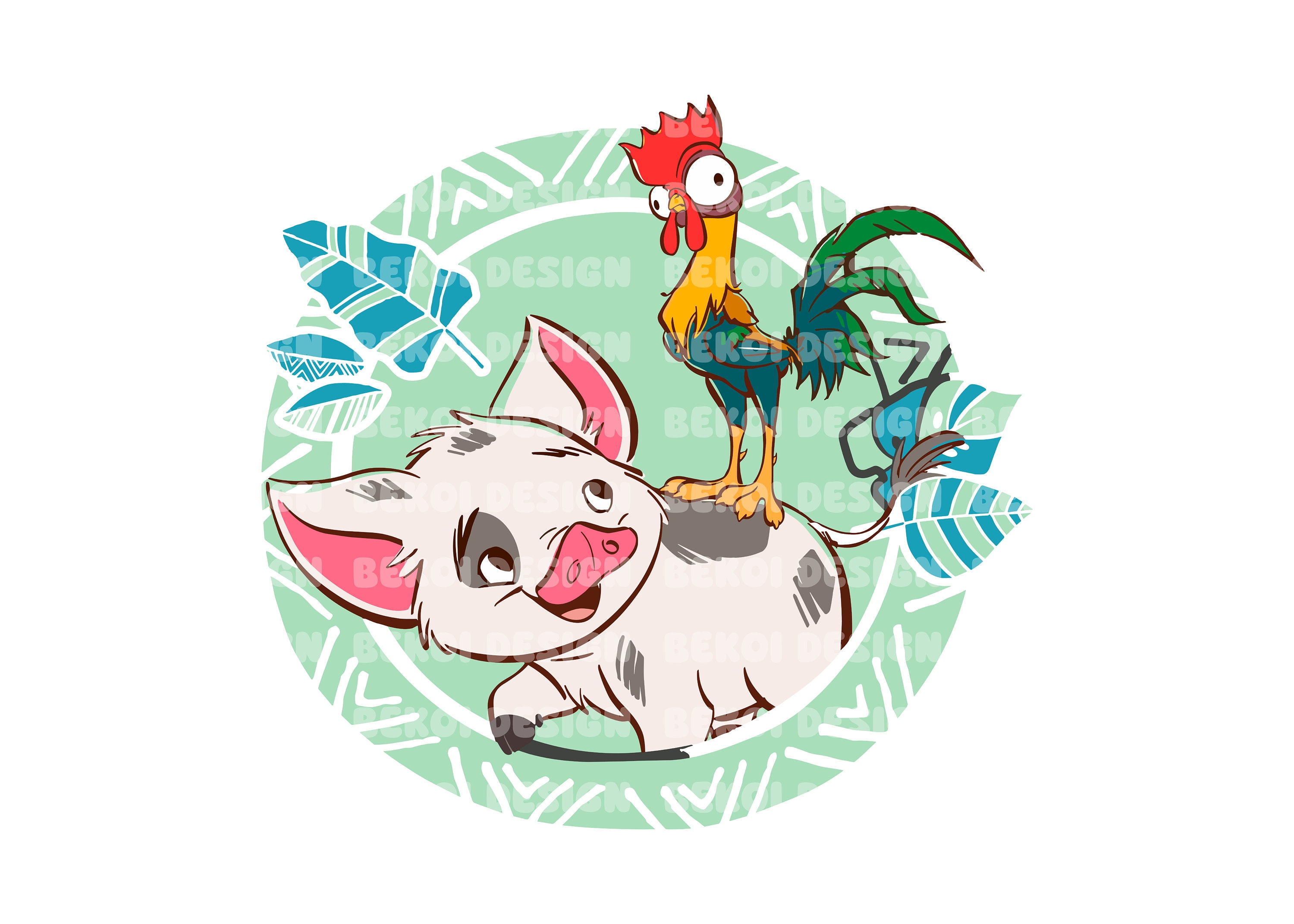 Retro Pua and Heihei Moana Png, Moana Png, Pua and Heihei Png, Pua Png, Hei Hei Png, Only Png ...