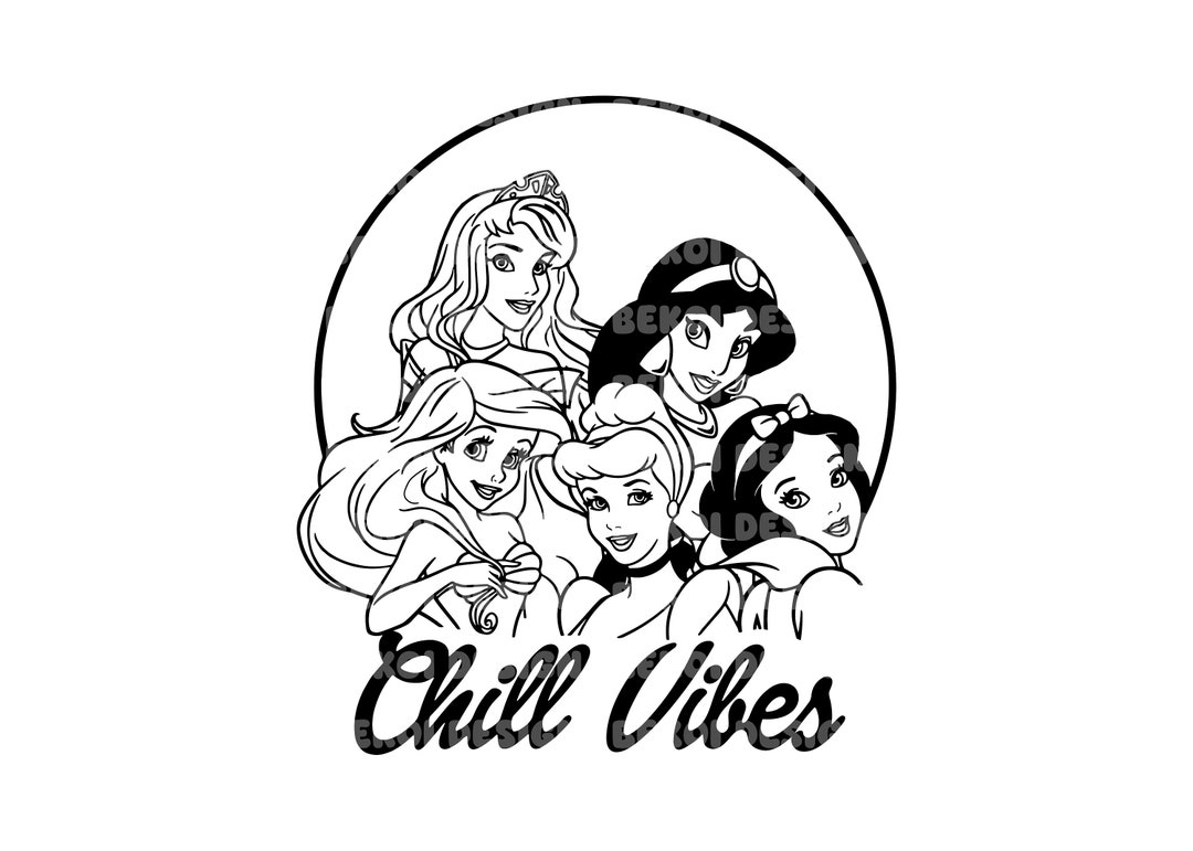 Chill Vibes Princesses Svg, Vintage Princess Png, Svg for Cricut, Vacay ...